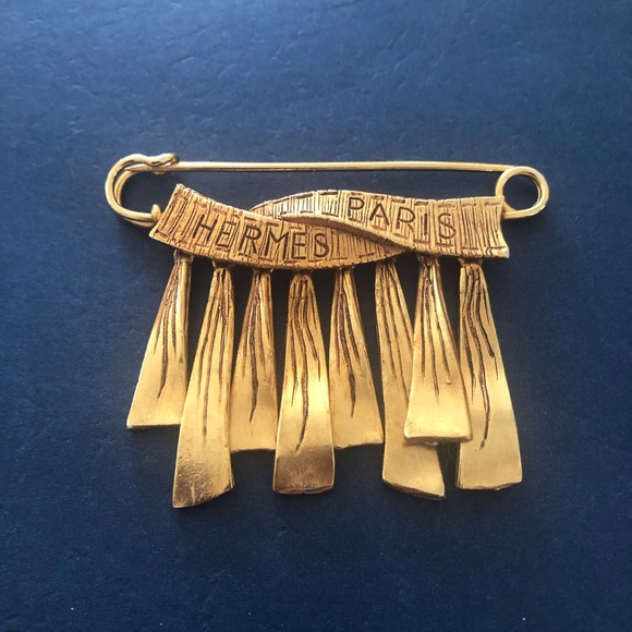 Hermes | Jewelry | Rare Herms Pinbrooch Banner And Tassels | Poshmark